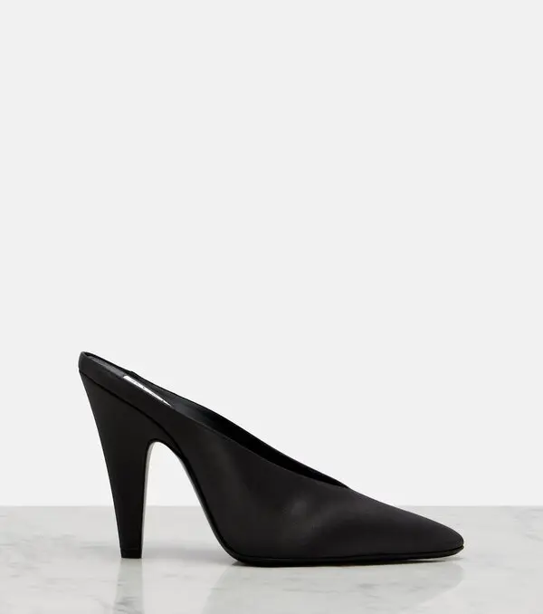 Alaïa Cone Heel Satin Mules - Black