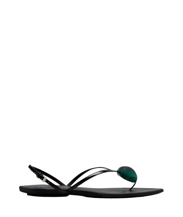 Alaïa Embellished Patent Leather Thong Sandals - Black