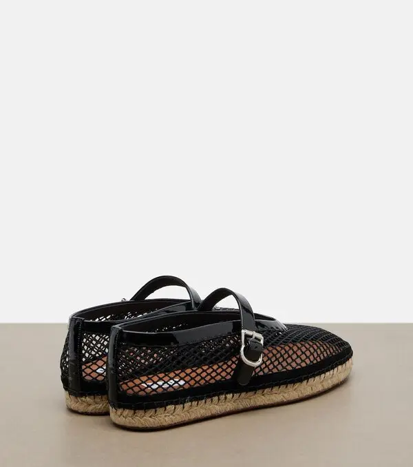 Alaïa Fishnet Leather Espadrilles - Black