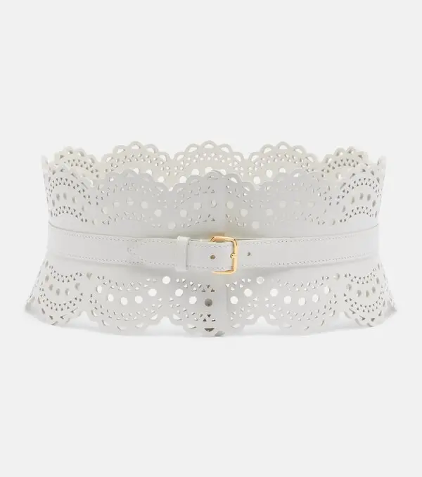 Alaïa Vienne Leather Belt - White