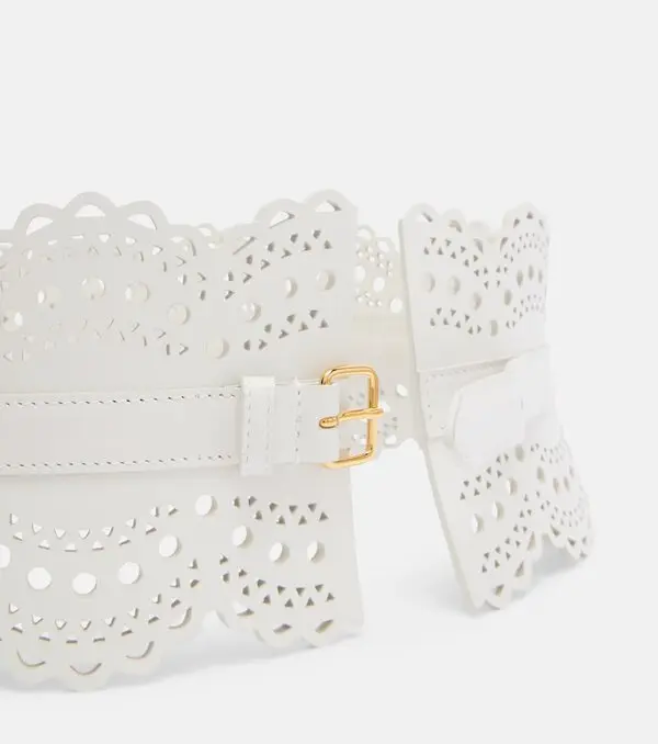 Alaïa Vienne Wave Leather Belt - White