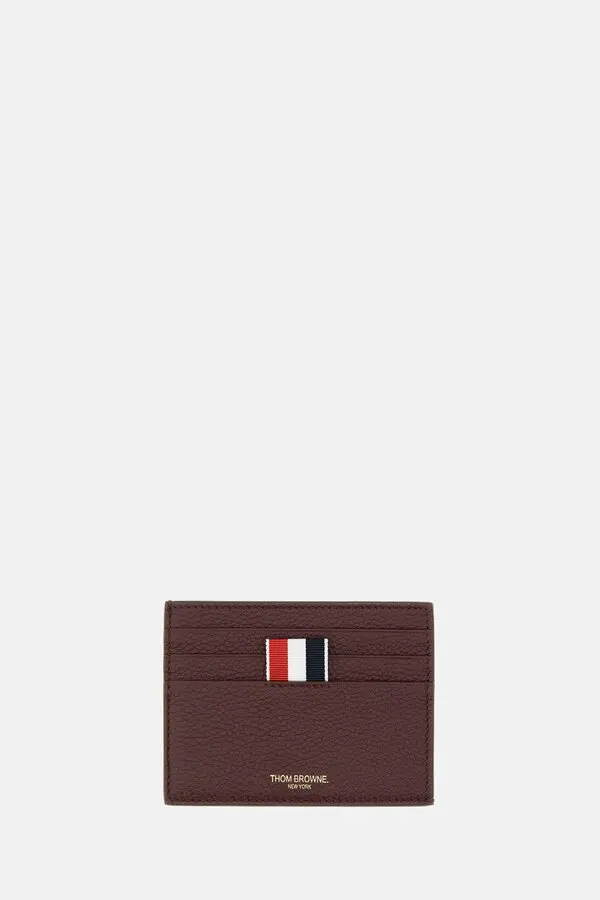 Thom Browne Single Card Holder Soft Pebble Grain Leather - Multicolor