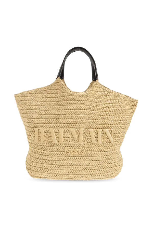 Balmain Woven Straw Tote Bag
