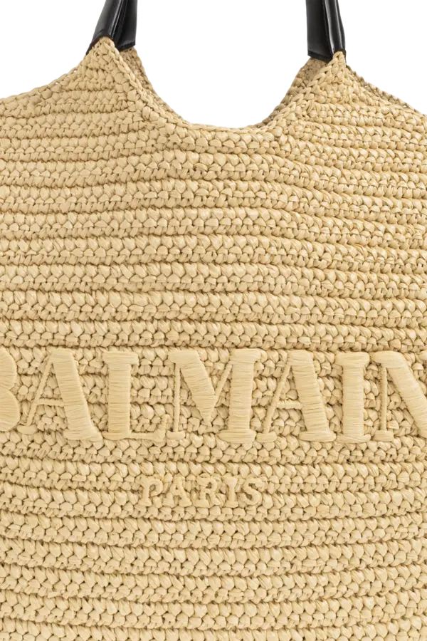 Balmain Woven Straw Tote Bag