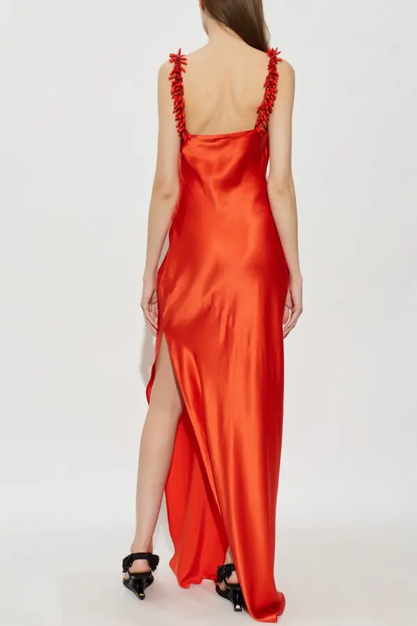Balmain Silk Maxi Dress With Embellished Straps