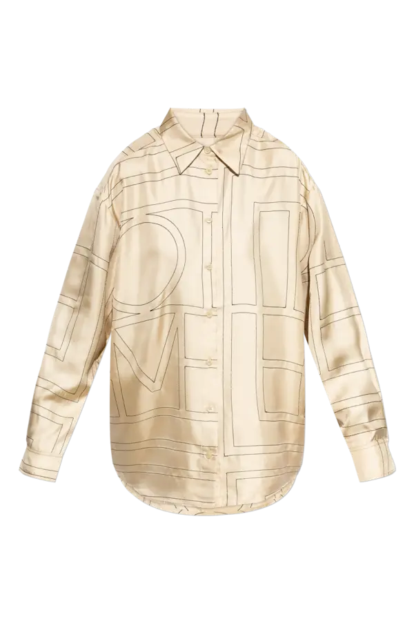 TOTEME Silk Geometric Print Shirt - Beige