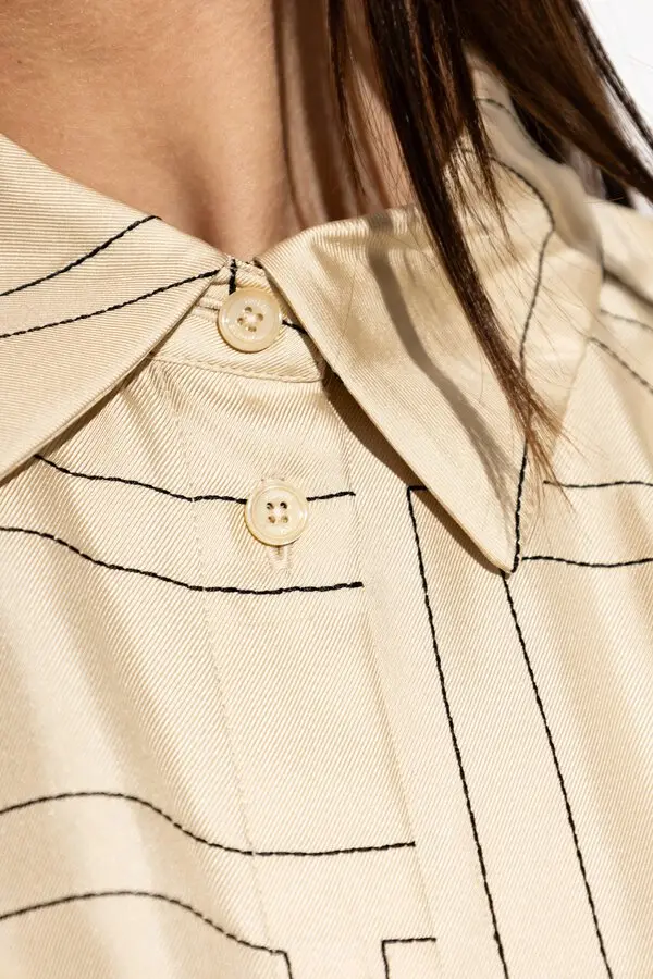 TOTEME Silk Geometric Print Shirt - Beige