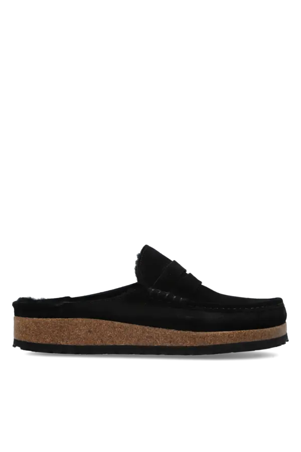 BIRKENSTOCK Naples Shearling Suede Slip-on Mule - Black