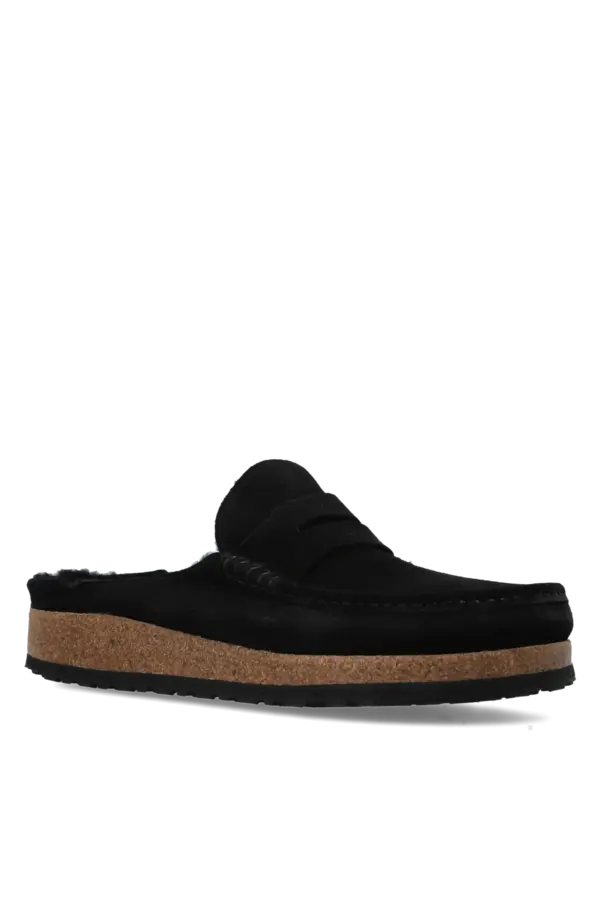 BIRKENSTOCK Naples Shearling Suede Slip-on Mule - Black