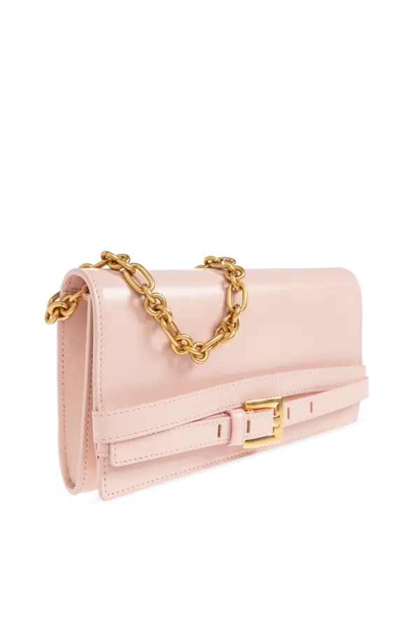 Balmain Leather Wallet On A Chain - Pink