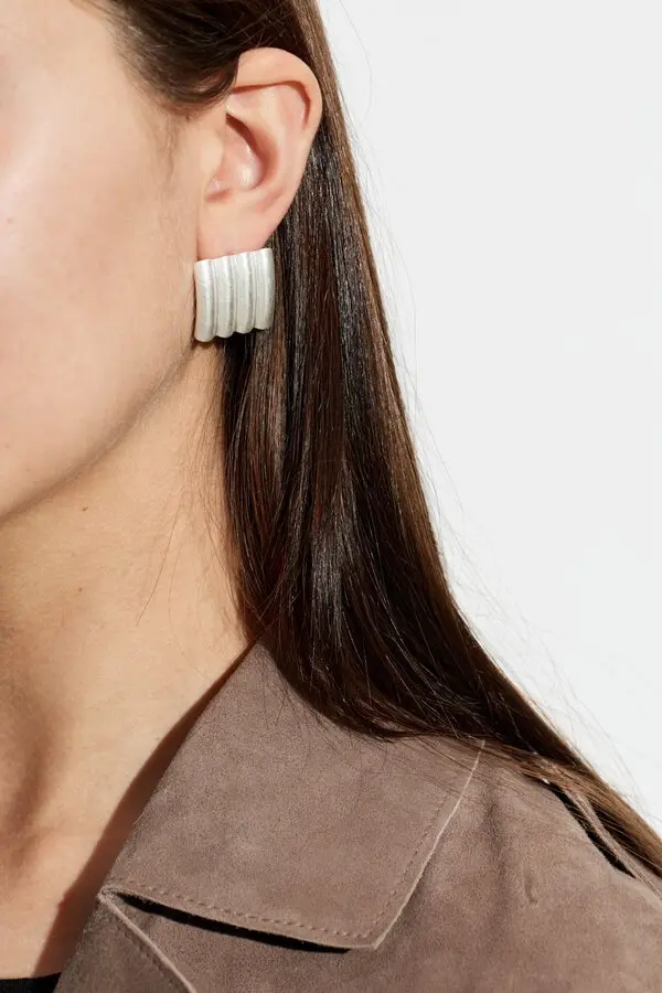 ALLSAINTS Brass Rectangular Grooved Stud Earrings