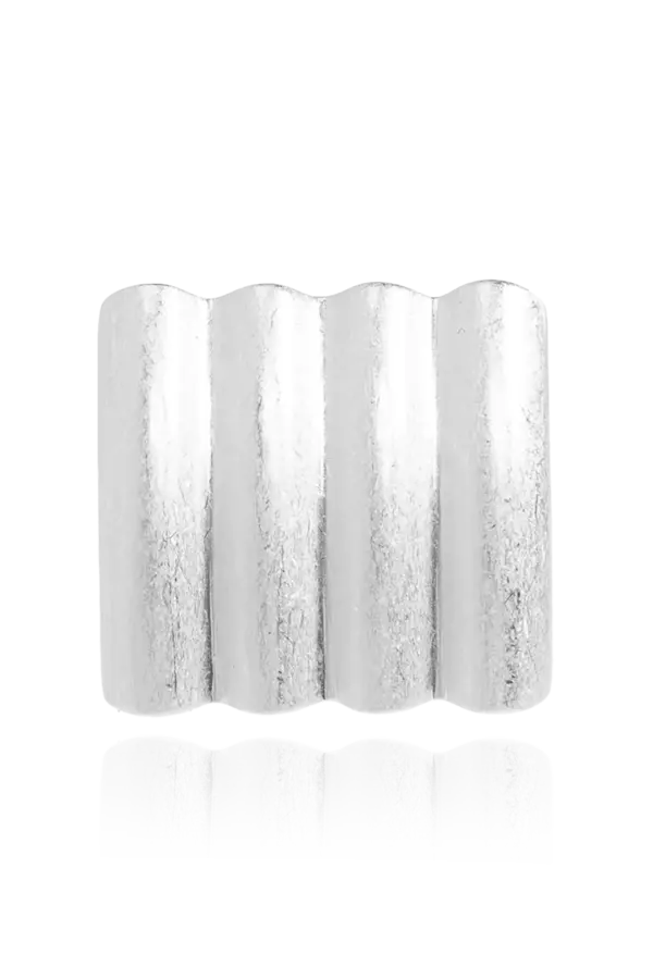 ALLSAINTS Brass Rectangular Grooved Stud Earrings
