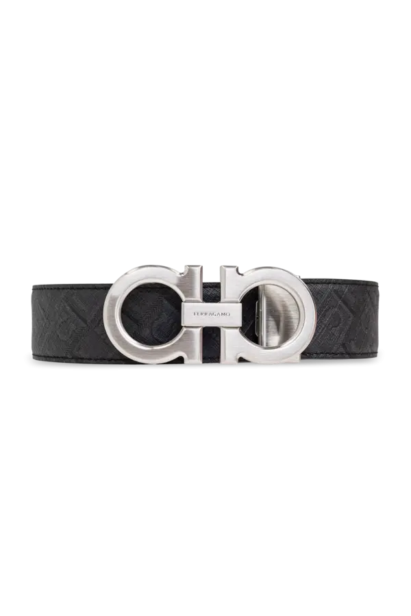 FERRAGAMO Reversible Belt With Metal Buckle - Grey
