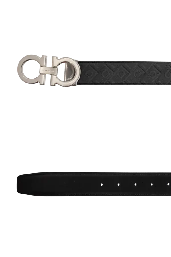 FERRAGAMO Reversible Belt With Metal Buckle - Grey