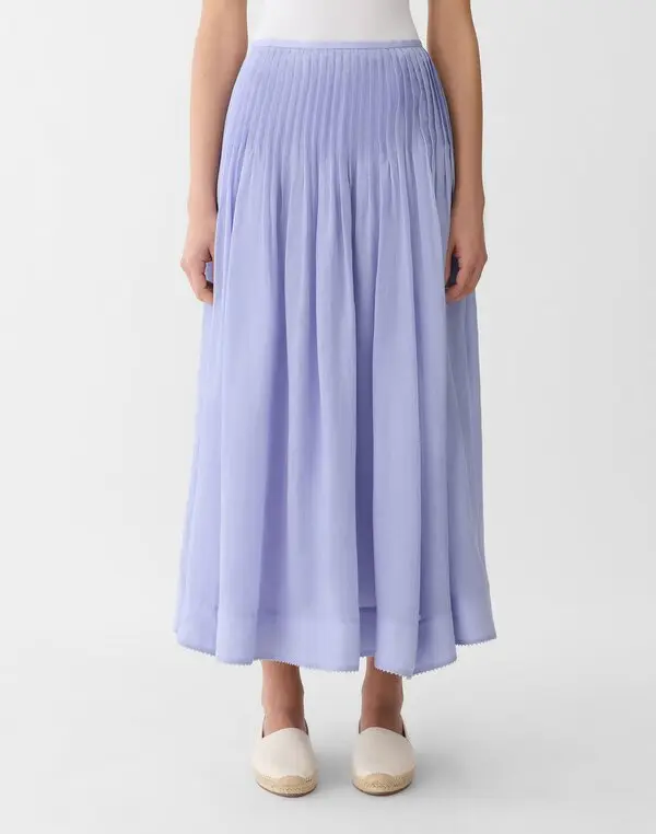 Lafayette 148 New York Hand-pintucked Voile Maxi Skirt - Catmint