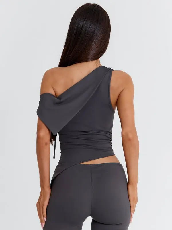 OUTCAST Asymmetrical Crop Top With Hardware Detail