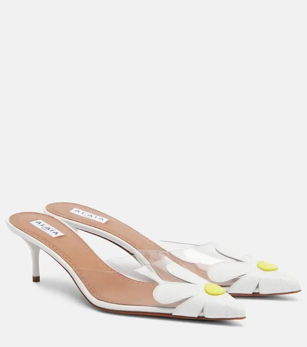 Alaïa Bloom Floral Mules - White