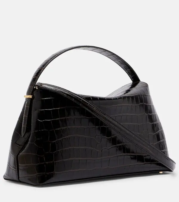 TOTEME T-lock Croc-effect Leather Tote Bag - Brown
