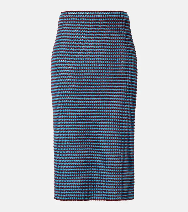 Alaïa Crochet Cotton Pencil Skirt - Blue