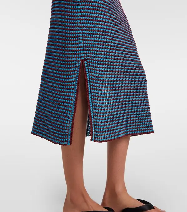 Alaïa Crochet Cotton Pencil Skirt - Blue
