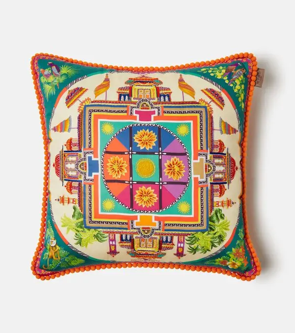 Etro Shanti Embroidered Printed Cotton Cushion - Multicoloured