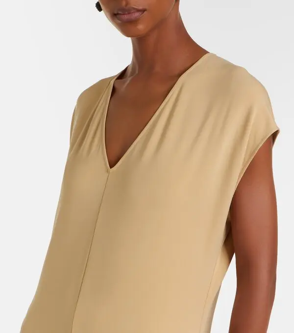 TOTEME Jersey V-neck Maxi Dress - Beige