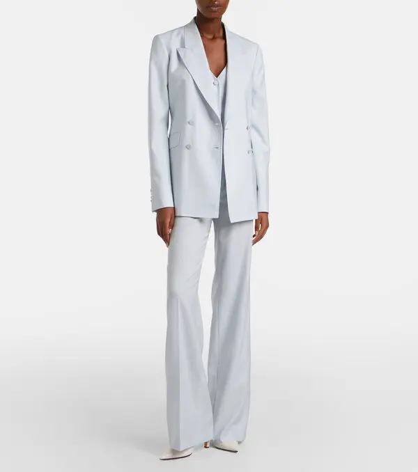 Gabriela Hearst Wool And Silk Flared Pants - Blue