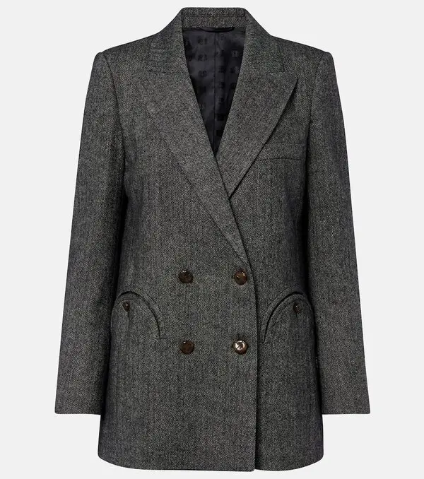 BLAZÉ MILANO Everyday Herringbone Wool-blend Blazer - Black