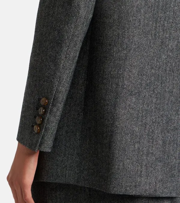 BLAZÉ MILANO Everyday Herringbone Wool-blend Blazer - Black