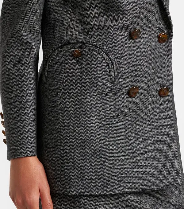 BLAZÉ MILANO Everyday Herringbone Wool-blend Blazer - Black