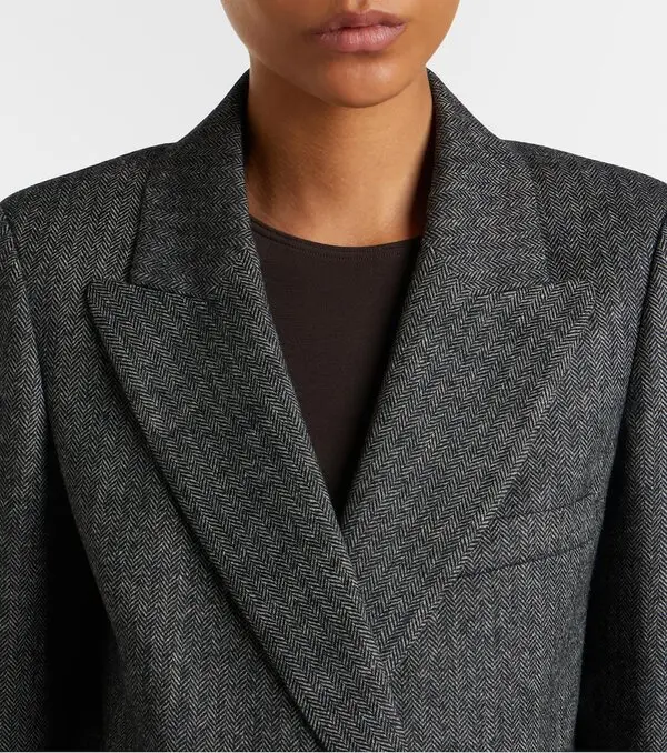BLAZÉ MILANO Everyday Herringbone Wool-blend Blazer - Black