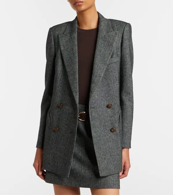 BLAZÉ MILANO Everyday Herringbone Wool-blend Blazer - Black