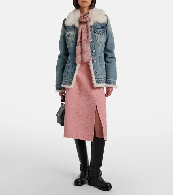 Dolce & Gabbana Shearling-trimmed Denim Jacket