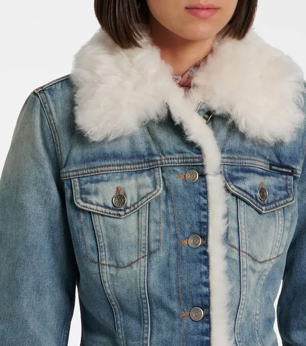 Dolce & Gabbana Shearling-trimmed Denim Jacket