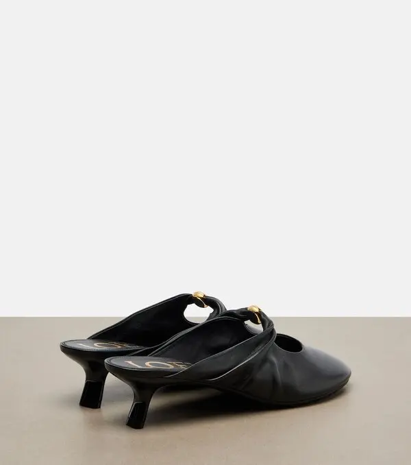 Loewe Pebble Soft Leather Mules - Black