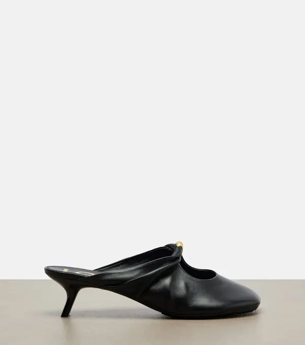 Loewe Pebble Soft Leather Mules - Black