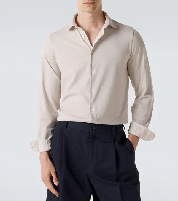 Fedeli Cotton Jersey Shirt - Beige