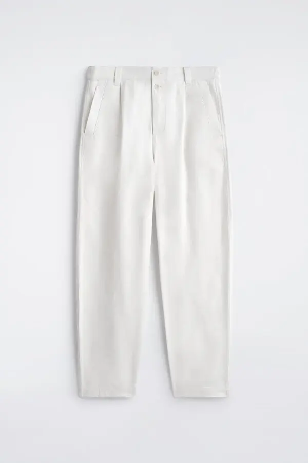 Cos Relaxed-fit Tapered Herringbone Cotton Pants