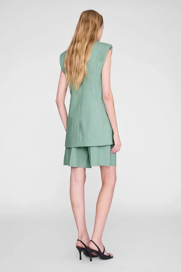 ANINE BING Tailored Knee-length Pleated Shorts - Sea Foam Green
