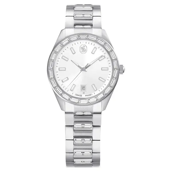 SWAROVSKI Matrix Rose Gold-tone Stainless Steel Watch With Baguette Crystals - Silver Tone