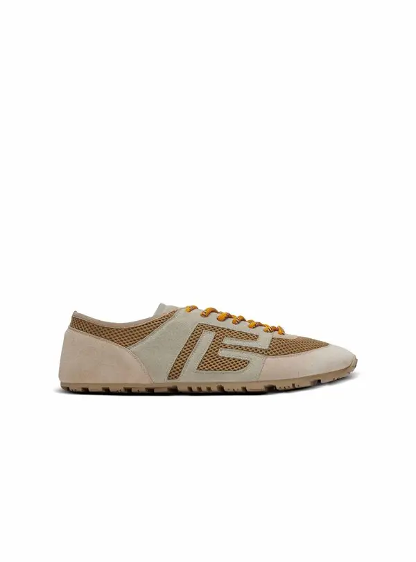 Balmain Racer Trainers In Mesh And Suede Calfskin - Beige