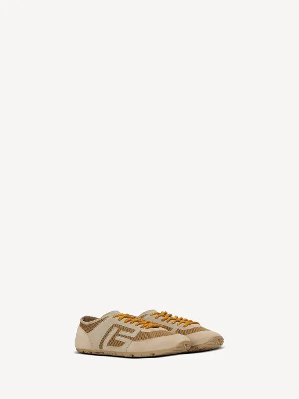 Balmain Racer Trainers In Mesh And Suede Calfskin - Beige