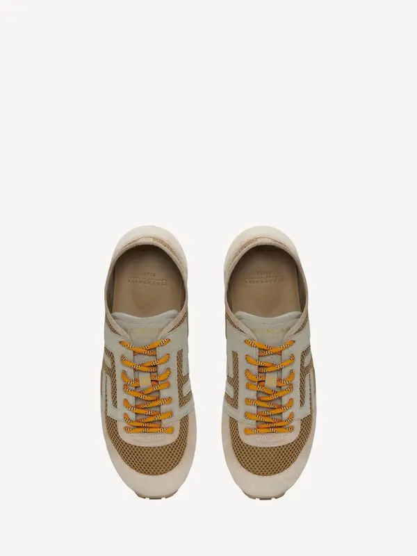 Balmain Racer Trainers In Mesh And Suede Calfskin - Beige