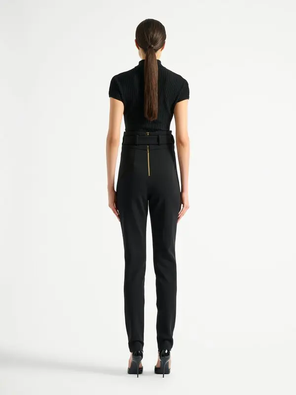 Balmain Ribbed Knit High Neck Short Sleeve Bodysuit