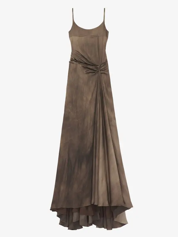 Alexander McQueen Asymmetric Drape Evening Dress - Brown