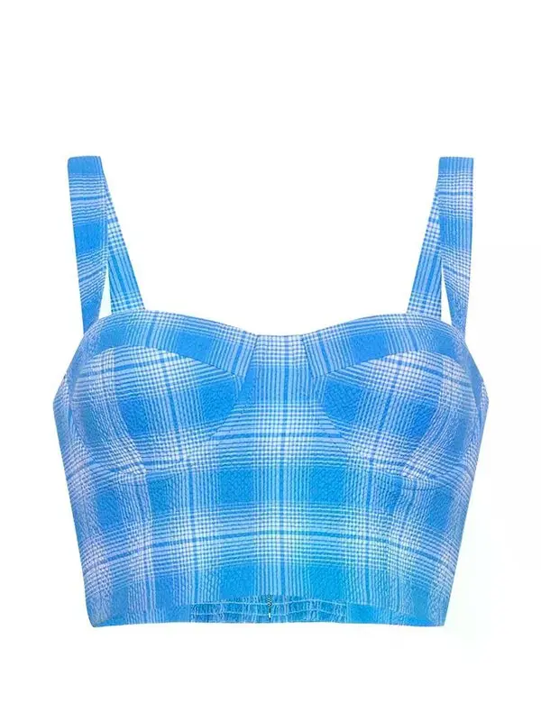 Cara Cara Claudine Plaid Seersucker Top