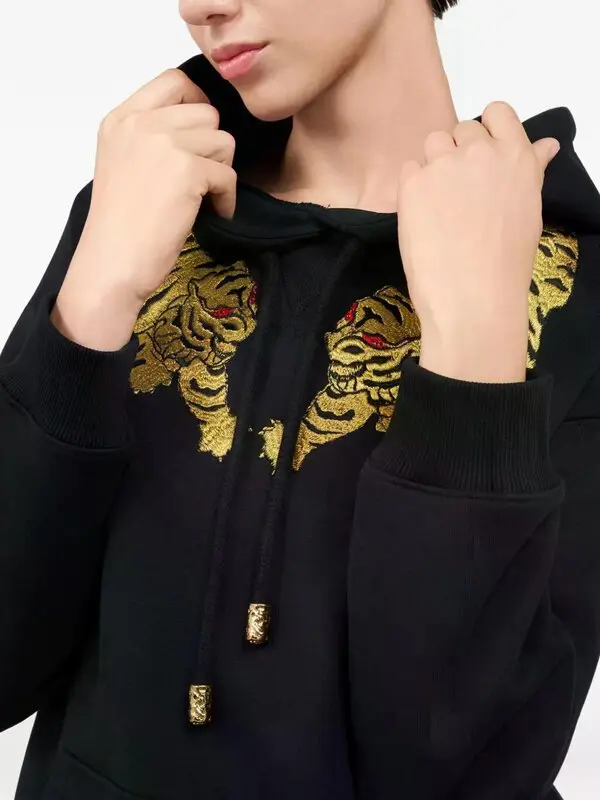 Roberto Cavalli Tiger Embroidered Drawstring Hoodie