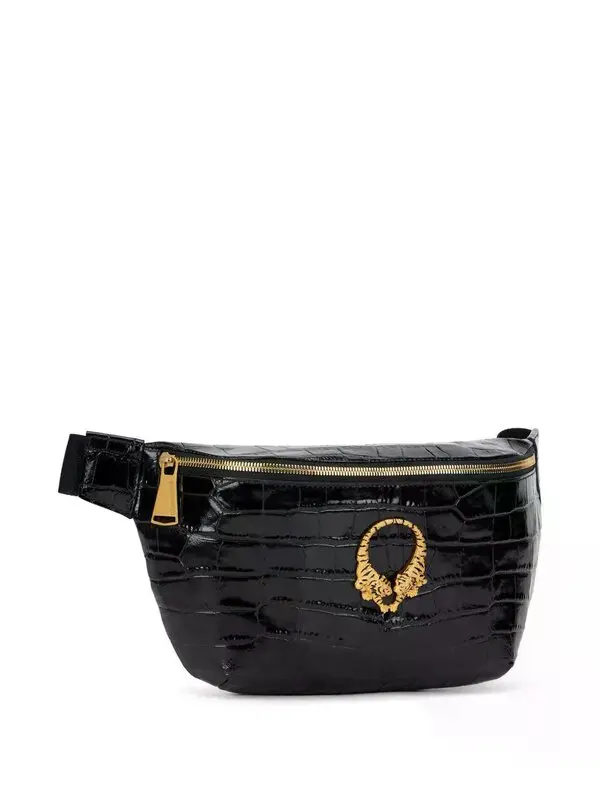 Roberto Cavalli Croc-effect Tiger Plaque Belt Bag - Black