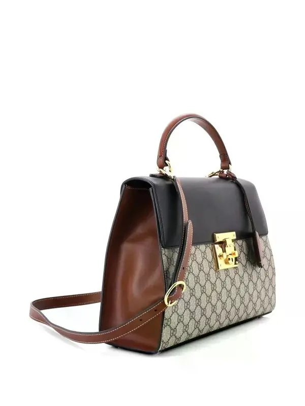 Gucci Padlock Top Handle Bag In Gg Coated Canvas And Leather - Black