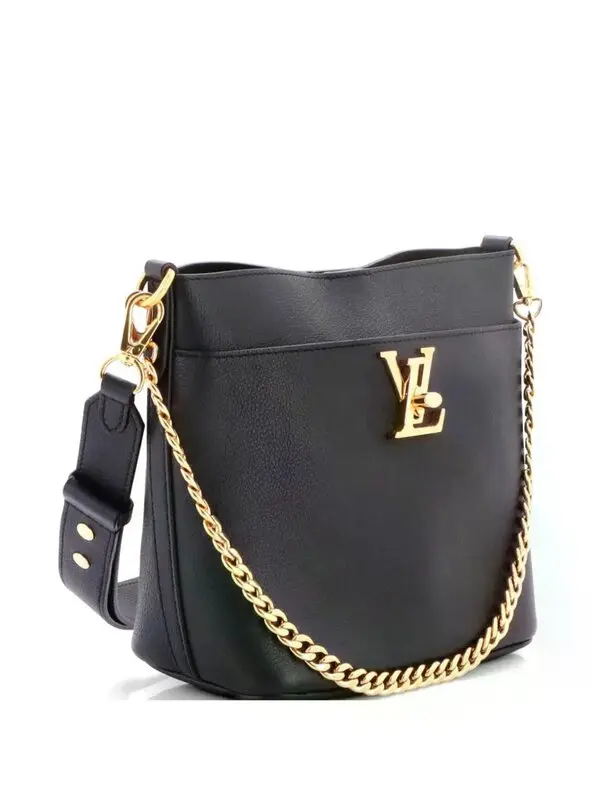 LOUIS VUITTON Lock And Walk Leather Bucket Bag - Black